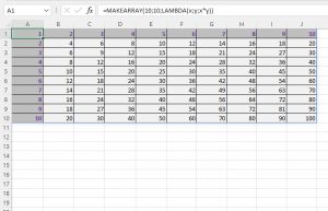 MAKEARRAY function – Excel kitchenette