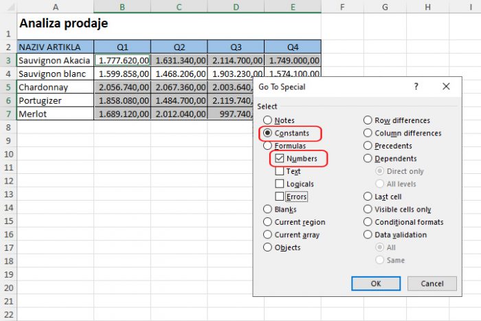 Go To Special – Excel kitchenette